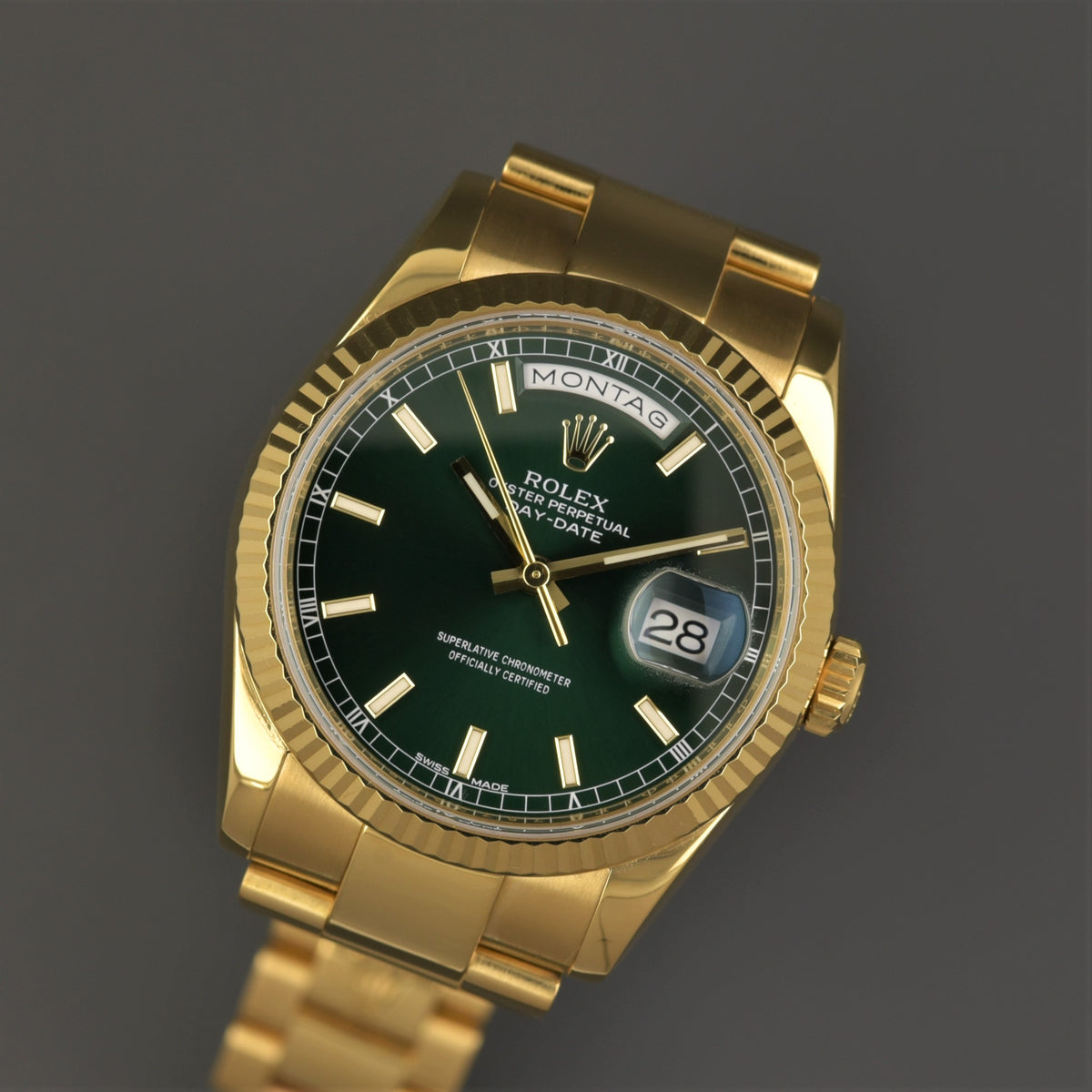 Rolex Day Date 36mm 118238 Green Dial – ALMA Watches